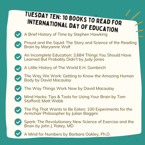 Tuesday Ten: International Day of Education – Toad with Books
