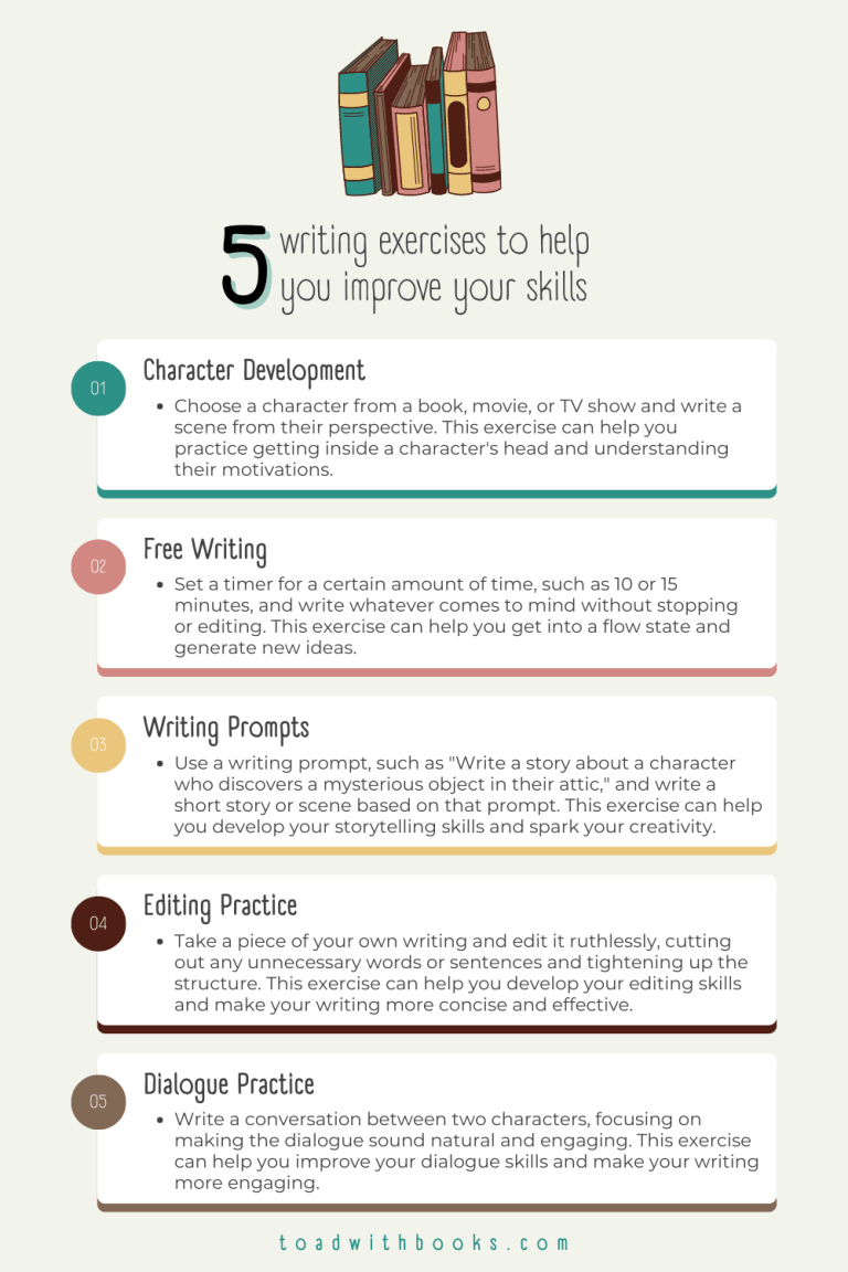 5 Writing Exercises to Help You Improve Your Skills – Toad with Books